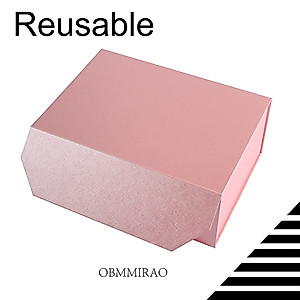 OBMMIRAO Upgrade 1PCS Pink Gift Box 9.5x7x4 Inches, Sturdy Gift Box with Lid for Gift Packaging, Foldable Magnetic Closure Storage Boxes, Bridesmaid proposal box, Rectangle Collapsible Box
