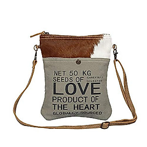 Myra Bag Seeds of Love Upcycled Canvas & Cowhide Crossbody Bag S-1367