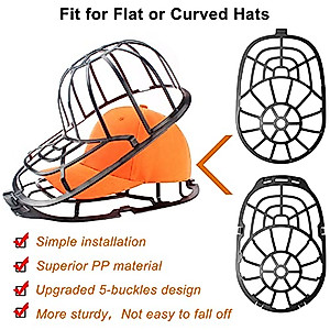 2 Pack Baseball Hat Washer Cleaning in the Dishwasher and Washing Machine, Cap Washing Protector Holder Fit for Adult and Kid's Ball Caps (Black)
