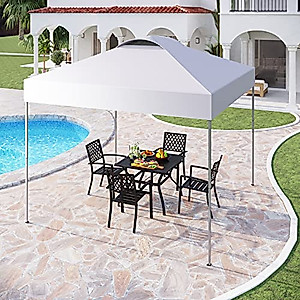 PHI VILLA Pop-up Canopy 10x10 Patio Tent Instant Gazebo Canopy with Wheeled Bag, Portable Lightweight Folding w/Adjustable Height,White