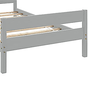 Twin Size Bed Frame, Twin Platform Bed with Headboard and Footboard, Solid Wood Twin Bed for Kids Boys Girls Teens Adults,No Box Spring Needed, Gray