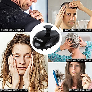 Scalp Massager Shampoo Brush, Hair Scalp Scrubber Shower Hair Brush Head Massager for Stress Relax Hair Growth, Dandruff Brush Scalp Exfoliator for Women Men Kids Pets, Black