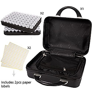N&T NIETING Diamond Painting Storage Containers, 140 Slots Diamond Painting Accessories Kit, Portable Bead Storage Box, Label Stickers for DIY Art Crafts, Black