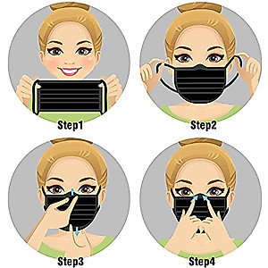 50Pack 3 Ply Black Disposable Face Masks for Adult Women Mens Home Personal Safety and Protection (Black)