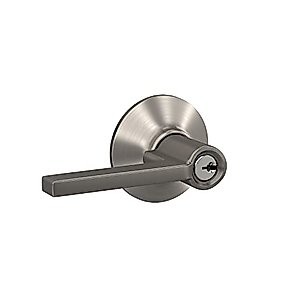 Schlage F51A LAT 619 Latitude Door Lever, Keyed Entry Lock, Satin Nickel