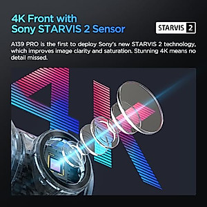 VIOFO 4K HDR Dash Cam Front Interior and Rear, STARVIS 2 IMX678 Sensor, HDR Night Vision, Ultra HD 4K + 1080P+ 1080P Triple Car Dash Camera, 5GHz WiFi GPS, 24H Parking Mode, A139 Pro 3CH