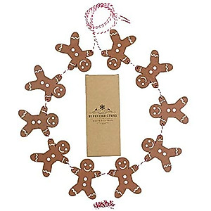 Wooden Gingerbread Man Christmas Garland Party Bunting Decoration, 2M