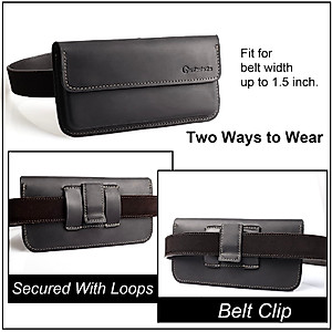 Gentlestache X-Large Leather Phone Holster for iPhone 14 Pro Max, Horizontal Cell Phone Case for Galaxy S23 Ultra S23 Plus, Phone Belt Holder with Belt Clip for Phone with Protective Case