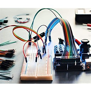 DaFuRui Breadboard Jumper Wire Kit with 400-Point Breadboard、65pcs Multiple Sizes M/M Bread Board Jumper Wire、140 Pieces 2-125 mm U-Shape Preformed Jumper Wire Kit