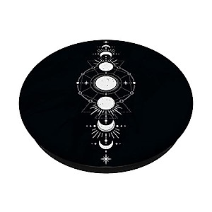 Moon Phases Minimal Black Esoteric Spiritual Art Designs PopSockets Swappable PopGrip
