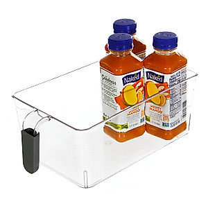 SERENITA Clear food storage bins with handle, refrigerator organizer containers, canister sets for kitchen counter, 12.0x6.9x4.3