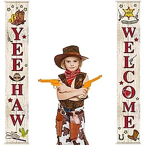 West Cowboy Yee Haw Garland Party Decoration Set Cowboy Porch Sign Welcome Cowboy Banner Hanging Decoration for Indoor/Outdoor Western Cowboy Decoration Party Decorations