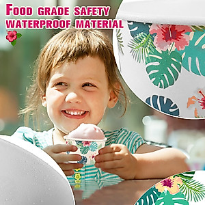 Hawaiian Summer Party Supplies Ice Cream Bowls Disposable Treat Snack Cups 8 oz Paper Yogurt Dessert Bowls for Sundae Soup Candy Hot or Cold Food Party Supplies(Floral Pattern,60 Count)