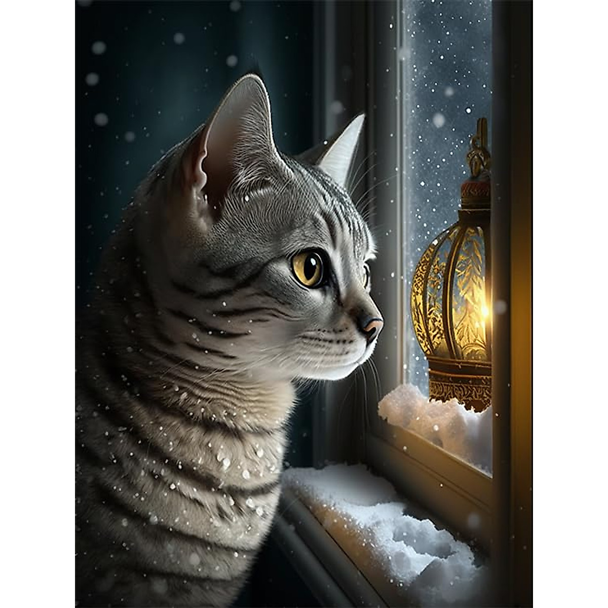 an Egyptian Mau Cat Christmas Cat Diamond Painting Kits for Adults,5D DIY Round Full Drill Cross Stitch Crystal Rhinestone Embroidery Paintings Arts Crafts 20 * 24inch