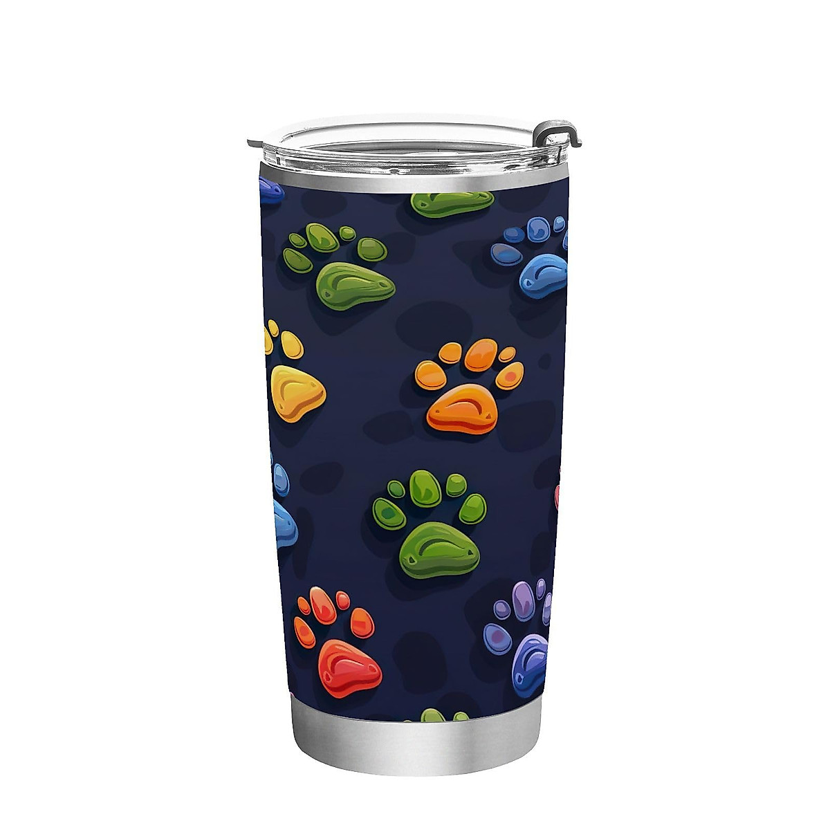 Wassud Rainbow Dog Paw 20 oz Tumbler with Lid and Straw Stainless Steel Double Wall Vacuum Tumblers Insulated Travel Coffee Mug for Cold and Hot Drinks