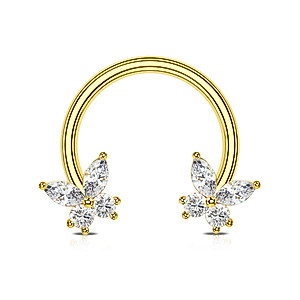 Melighting Butterfly Septum Rings 16G Daith Earrings 316L Surgical Steel Septum Jewelry Clear CZ Nose Rings Hoop Helix Earrings Cartilage Piercing Jewelry for Women