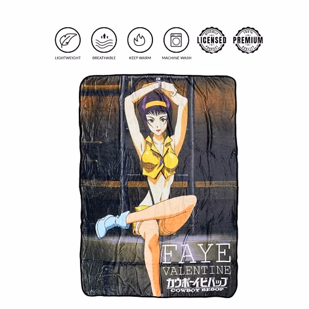 Cowboy Bebop Faye Valentine Cuffed Fleece Throw Soft Lightweight Blanket 45x60 Inches, Multicolored (BOCFB-BOP-FYCUF)