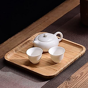 8 Inch Bamboo Serving Tray - Breakfast, Dinner Food Trays, Coffee & Tea Serving Tray, Fruit and Pastry Platter, Tabletop Decor