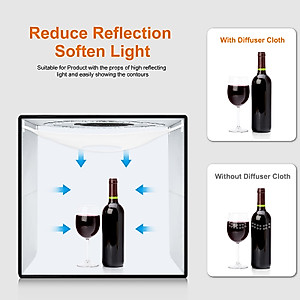 Portable Photo Studio Light Box, 15.8"x15.8"x15.8" Mini Photo Booth Light Box Photography, 3-Color Dimmable Folding Shooting Tent Kit with 160 LED Lights & 6 PVC Backdrops for Product Photography