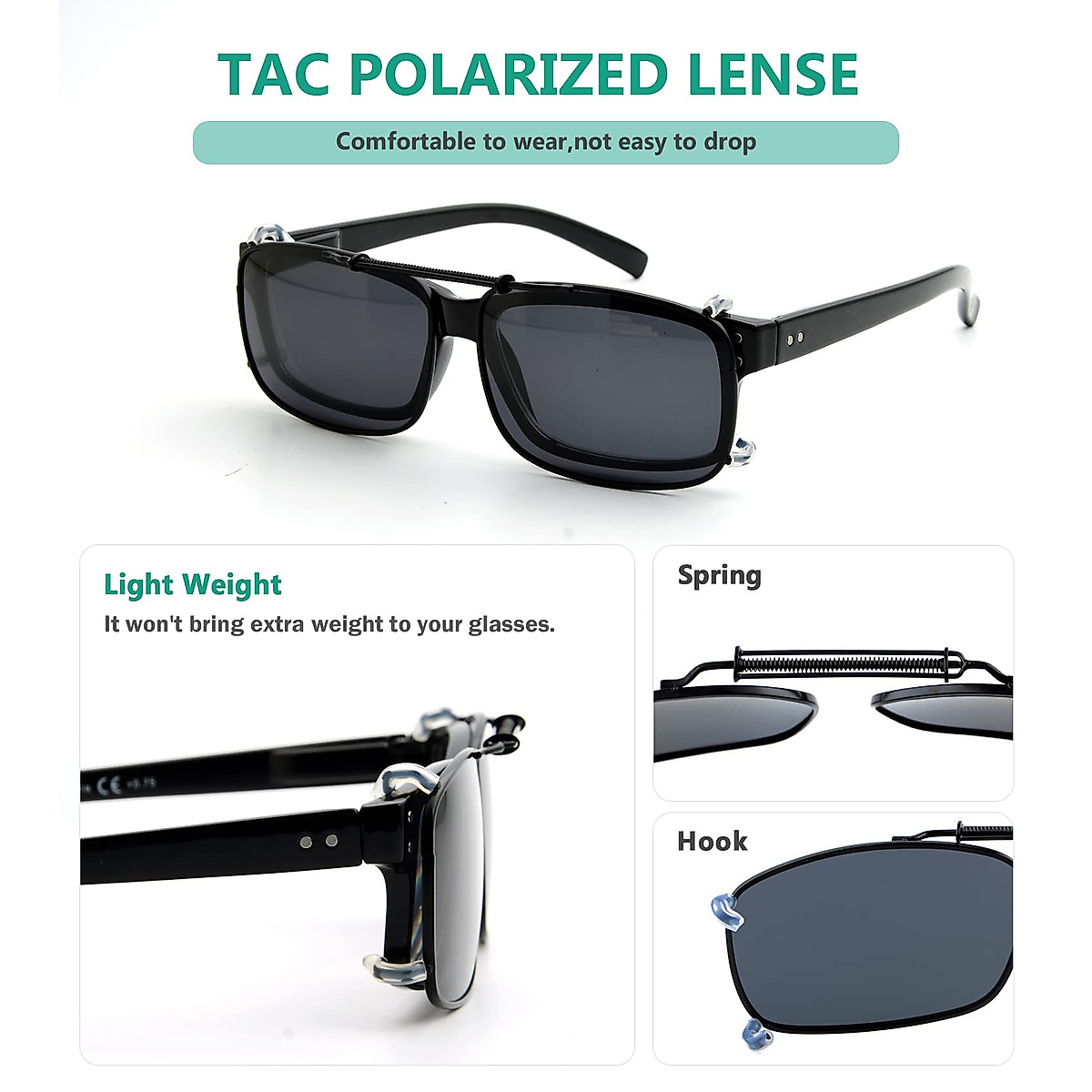 Eyekepper Wide Lens 3-pack Clip-on Polarized Sunglasses 57 * 39MM