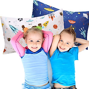 Kids Toddler Pillowcases - 2 Pack 1 Pillow Cover Pillowslip Case Fits Pillows sizesd 13 x 18 or 12x 16 for Kids Bedding Pillow Cover Baby Pillow Cases Space - by UOMNY