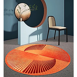 Burnt Orange Round Wool Soft Area Rug for Living Room Bedroom Circle Modern Abstract Carpet Under Dining Coffee Table Indoor No-Slip Plush Throw Nursery Rug Floor Runner Rug 7ft