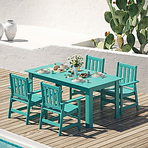 VICLLAX Patio Chairs Set of 4, Green Outdoor Dining Chairs, All Weather HDPE Outdoor Adirondack Furniture for Lawn, Garden, Balcony