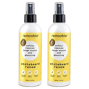 Remooble Dry Erase Whiteboard Cleaner Spray - Safely Removes Tough Stains and Ghosting (2 Pack)