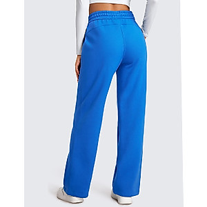 CRZ YOGA Cotton Fleece Lined Sweatpants Women 30" Straight Leg Casual Lounge Sweat Pants for Women Sparkle Blue Small