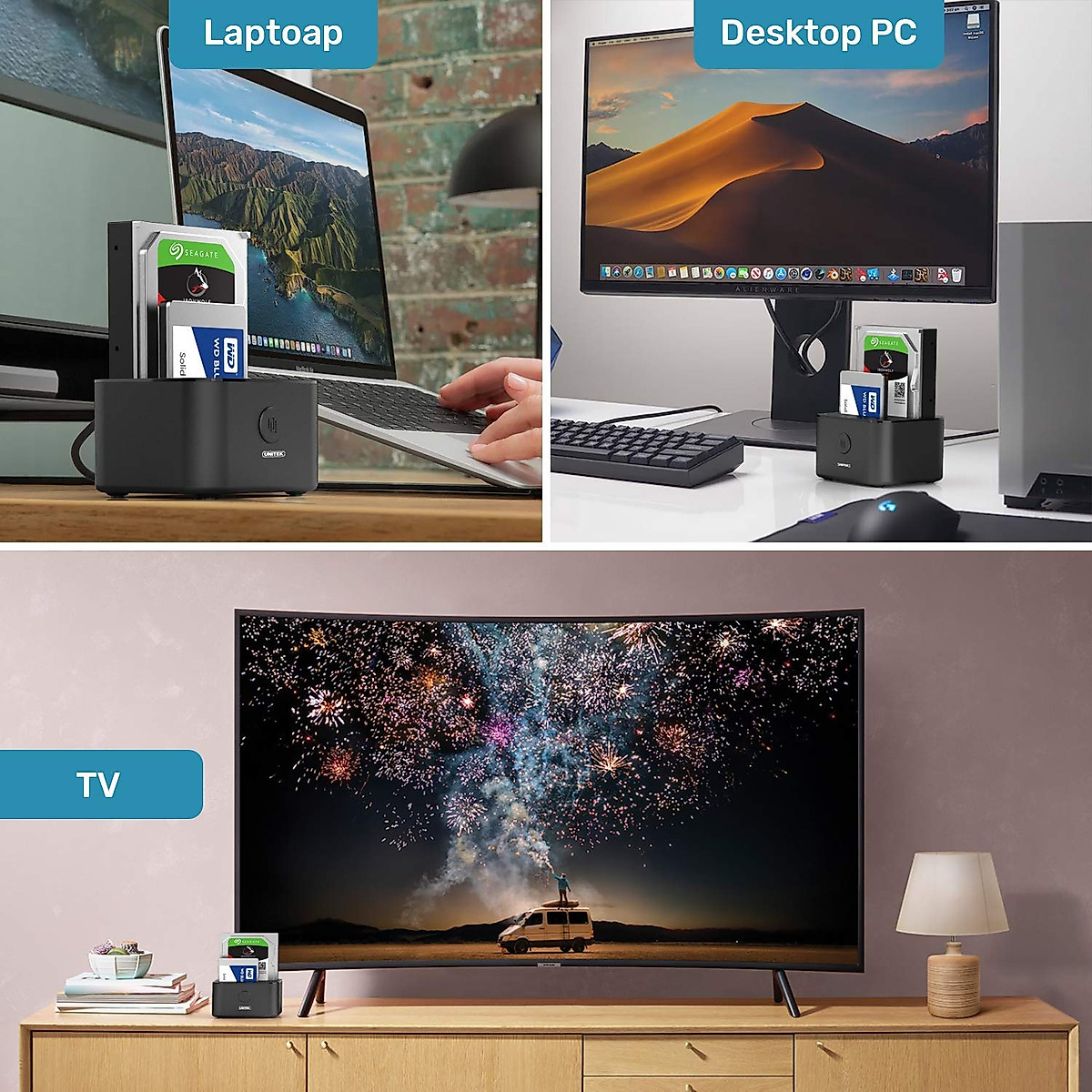 [Bundle] Unitek Mini Hard Drive Docking Station and USB C Hard Drive Adapter