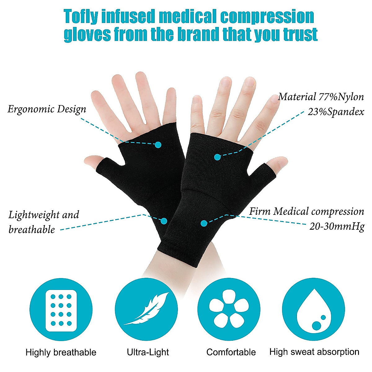 4 Pieces Unisex Wrist Thumb Support Sleeve Fingerless Wrist Gloves Compression Arthritis Gloves Sports Wrist Support Brace for Fatigue Sports Typing (Black, Medium)