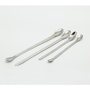 Stainless Steel Micro Scoop Reagent Lab Sampling Spoon Lab Spatulas Scoop Bar Spoon Medical Pharmacy Mini Micro Spoon Scoop 2Pcs for 22cm 2 Pcs for 16cm