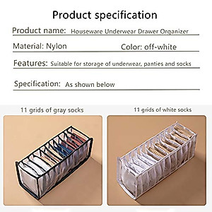 GBXPQEC Houseware Underwear Organizer Foldable Underwear Storage Divider Boxes Underwear Storage Bag For Store Socks, Underwear, Ties (White)