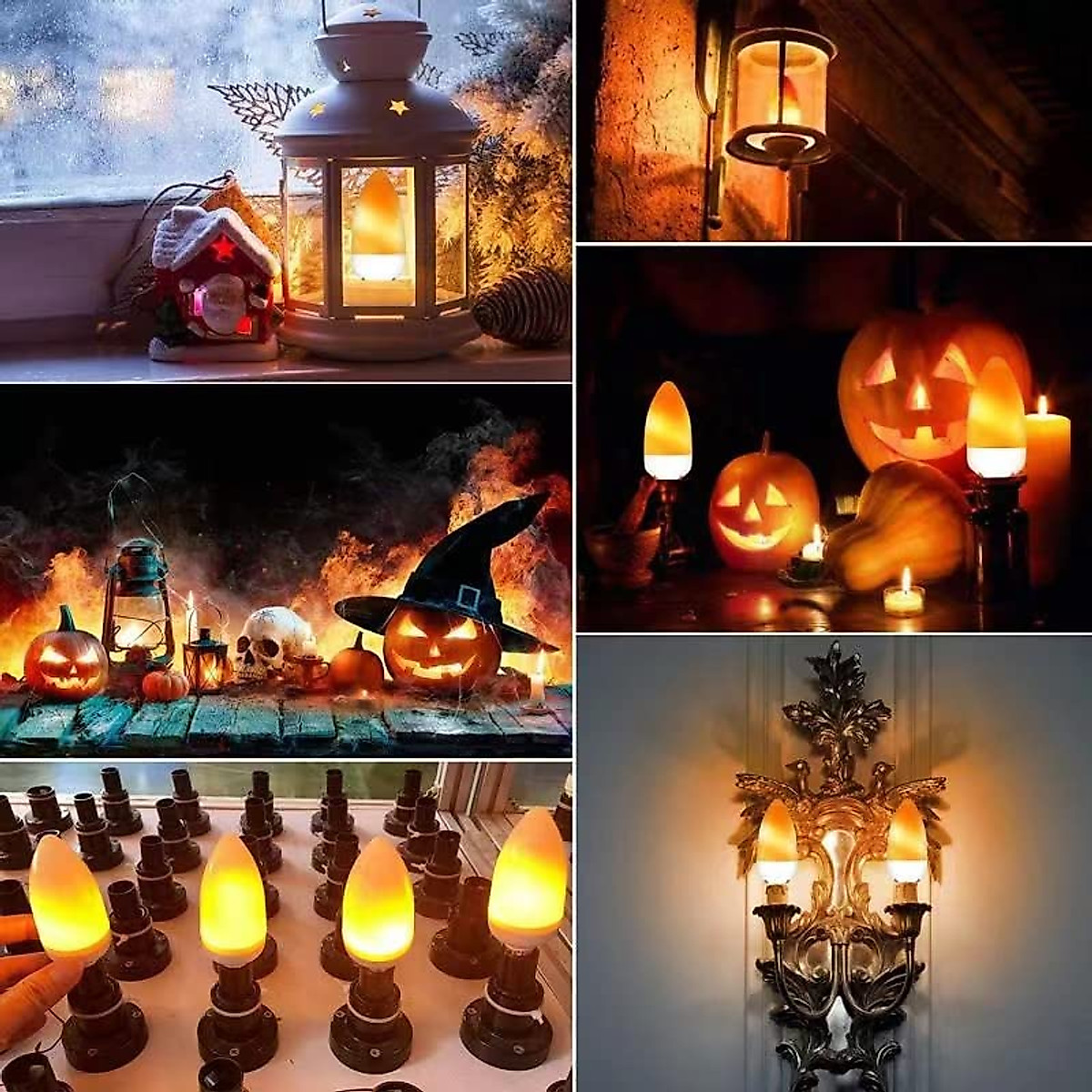 Baeyateda LED Flame Effect Light Bulb E26 Flickering Candle Light Bulbs Atmosphere Lamp for Home Gardens Wedding Party Halloween Christmas 2pcs
