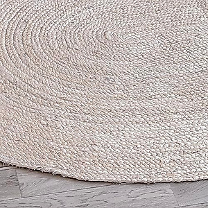 HOMEMONDE Farmhouse Jute Rugs Hand Braided Natural Fiber Oval Shape 4 X 6 Feet Rug Carpet for Living Room, Bedroom - Off White