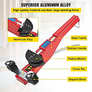 Mophorn Pipe Bender, Tube Bender Kit Hand Tool 1/4 to 7/8 Inch, Refrigeration Ratcheting Tubing Benders 90 Degrees for for HVAC Copper, Aluminum Tubes