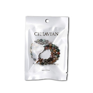 CHEAVIAN 60PCS 6mm Natural Indian Agate Gemstone Round Loose Beads for Jewelry Making DIY 1 Strand 15"