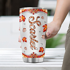 CUBICER Personalized Coffee Tumbler Squirrel Jewelry Style Custom Name Birthday Gifts For Women Girls Mom Teens Kids Insulated Cup Travel Mug With Lid Cute Stainless Steel Cups
