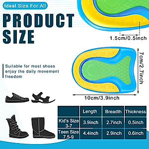 Janmercy 3 Pairs Kids Heel Cups for Heel Pain Sensitive Spurs Relief Sport Traction Shock Absorbing Lightweight Gel Pads with Plantar Fasciitis or Ankle Pain in 3 Colors(Kid's Size 3-7)