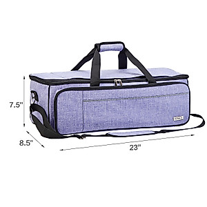 HOMEST Carrying Case with Mat Pocket for Cricut Maker 3, Cricut Explore Air 2, Cricut Maker, Cricut Explore 3, Large Front Pockets for Accessories and Supplies, Purple