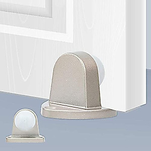 CG PLUS Floor Door Stopper with Rubber pad 2pack, Circle Shaped Door Stopper, Protecting Wall (2.7inch x 2pack, Satin Nickel)