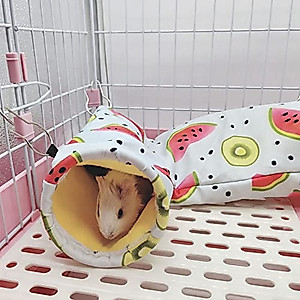 Hamster Tunnel Bed,Funny Hamster Corner Hideaway Tunnel Fruit Pattern Small Pet Tunnel Toy for Ferret Rat Chinchillas Hammock Sleeper Cage Accessories