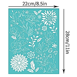 OLYCRAFT 2pcs Silk Screen Printing Stencil Flower Pattern Silk Mesh Transfers Stencils Self-Adhesive Reusable Sign Stencils for Painting on Wood DIY T-Shirts - 8.5x11inch