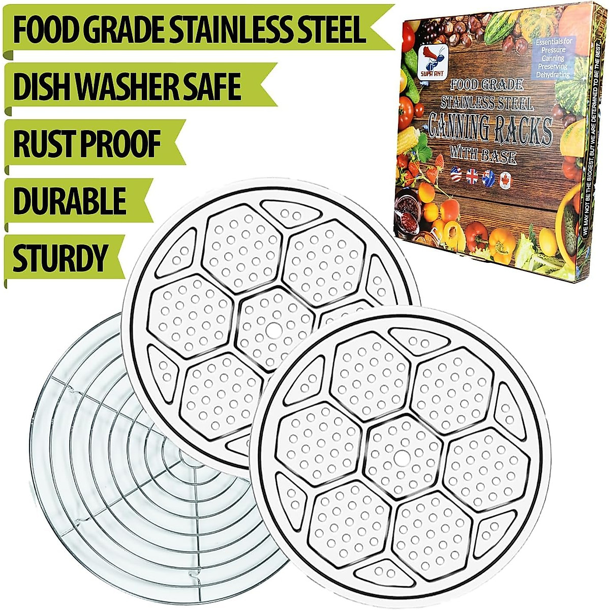 Canning Rack - Pot Rack - Canning Rack for Water Bath Canner Rack - Stainless Steel Rack - Canning Pot Rack - Canning Rack for Stock Pot - Pressure Canner Rack-10.8in 2 Canning Supplies Rack & 1 Base