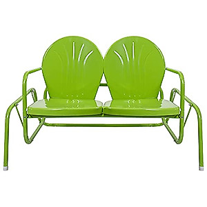 Northlight Outdoor Retro Metal Tulip Double Glider Patio Chair, 48.25", Lime Green