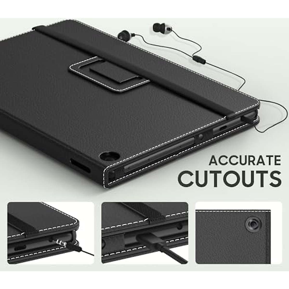 MoKo Case Fits All-New Amazon Kindle Fire HD 10 & 10 Plus Tablet (13th/11th Generation, 2023/2021 Release) 10.1" - Slim Folding Stand Cover with Auto Wake/Sleep, Black