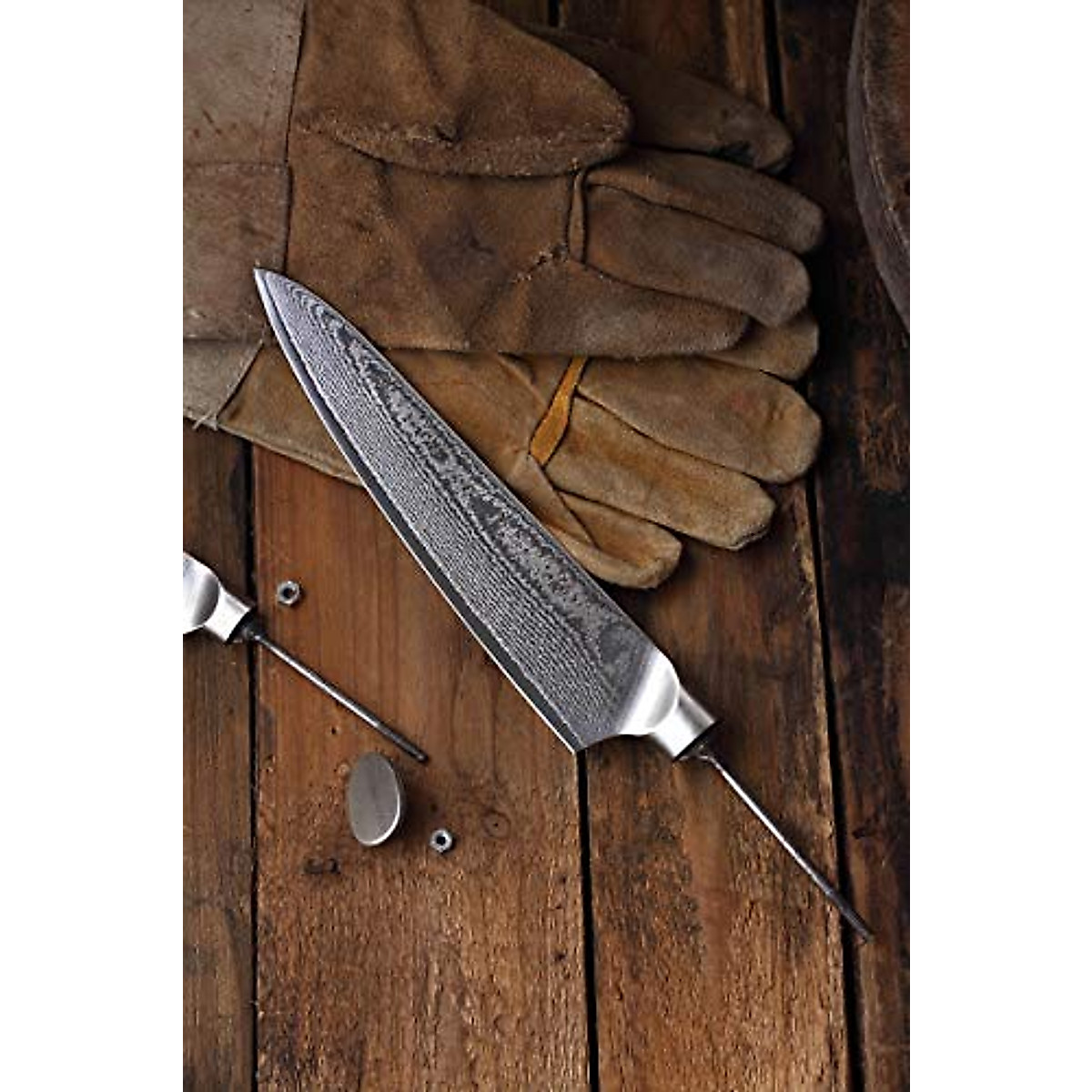 KATSURA Woodworking Project Kit – Gyuto Chef Knife Blank Hidden Tang – 8 Inch – Japanese Premium AUS 10, 67 Layers Damascus Steel – NO LOGO