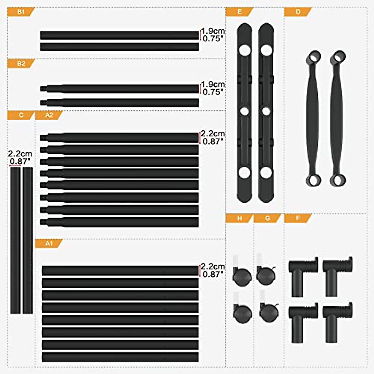 Calmootey Double Rods Clothing Garment Rack, Rolling Clothes Rack with Wheels, Hanging Clothes Organizer for Bedroom, Hallway, Black