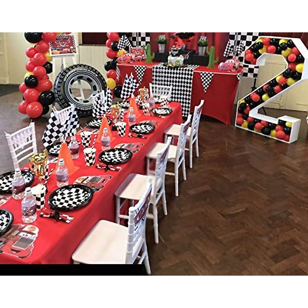 Piokio 20 Pack 8"x5.5" Black and White Checkered Racing Stick Flag、Racing Hand Held Stick Flags, for Nascar Race Party Supplies