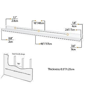 Wallniture Denver White Floating Shelves for Kids Room Decor, 46" Bookshelf for Toddler Toys, Picture Frame Set of 3